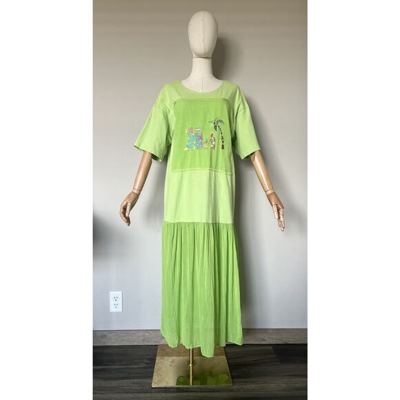 Johnny Was | Dresses | Vintage Johnny Was Tshit Midi Dress Sz M Neon ...